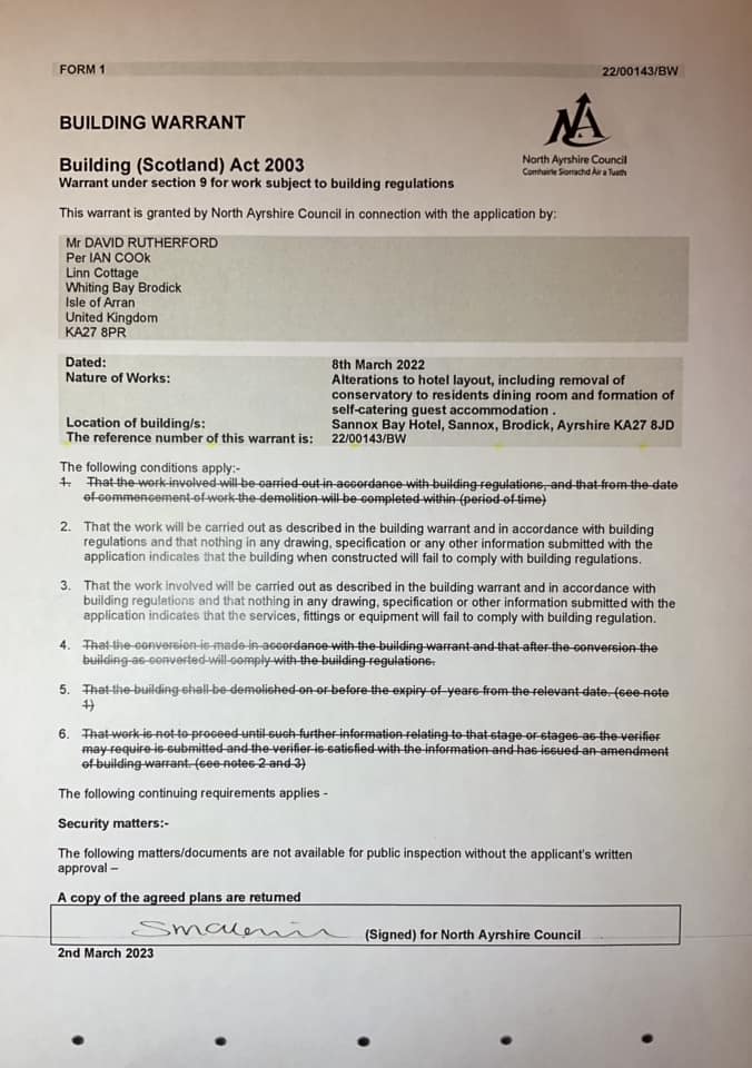 Sannox Hotel – Building Warrant | Hotel Room Ownership